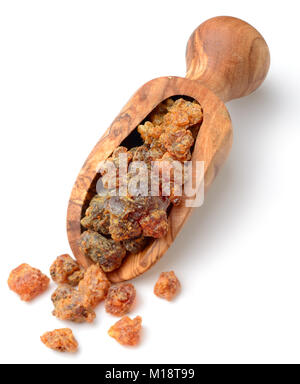 Myrrh resin isolated on white background. Pile of natural Commiphora ...