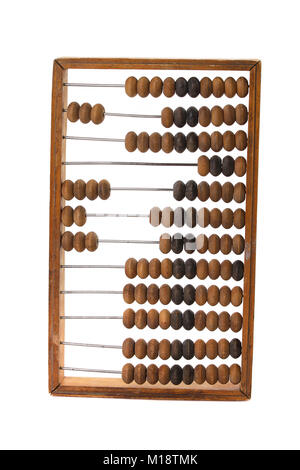 Ancient abacus calculation device. Very old, used, and grunge. Isolated ...
