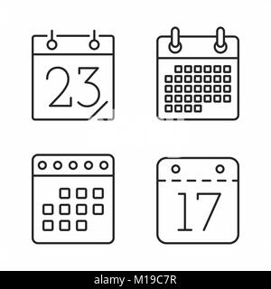 Calendar icons set, minimal line style, vector eps10 illustration Stock ...