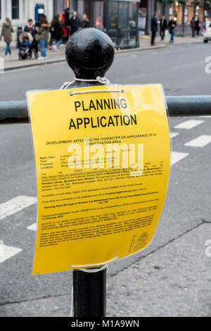 An application for planning permission notice in a U.K. city Stock ...