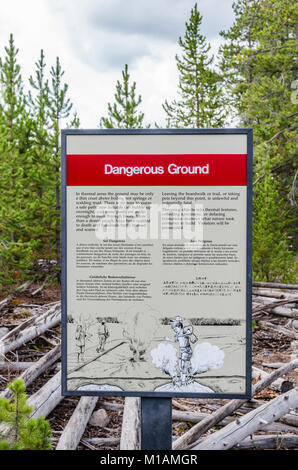 Sign Yellowstone danger thermal area Stock Photo - Alamy