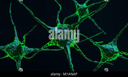 Neuron Cells With Glowing Link Knots Stock Photo - Alamy