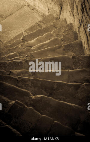 Old worn stone steps, castle, Stirling, Scotland, UK Stock Photo - Alamy