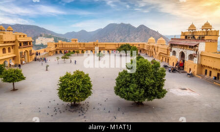 Amber Fort Courtyard at Sunrise Stock Photo - Alamy