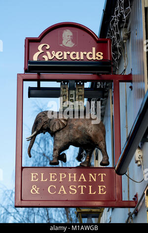 The Elephant and Castle pub sign, Thurlaston, Leicestershire, England ...