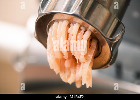 Meat grinder with fresh forcemeat Stock Photo - Alamy