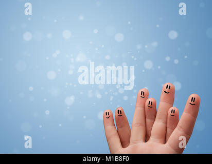 Happy finger smileys with empty copy space dark background Stock Photo ...