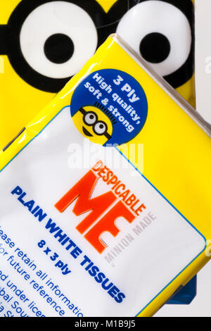 Packets of despicable me minion made 8 x 3ply plain white tissues set ...
