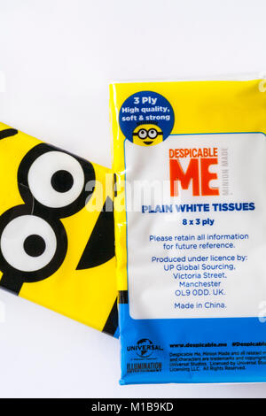 Packets of despicable me minion made 8 x 3ply plain white tissues set ...