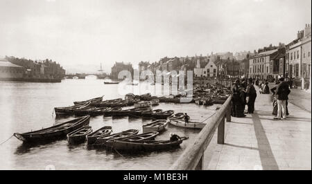 Small boats in harbour, Whitby, Yorkshire c.1880's Stock Photo - Alamy