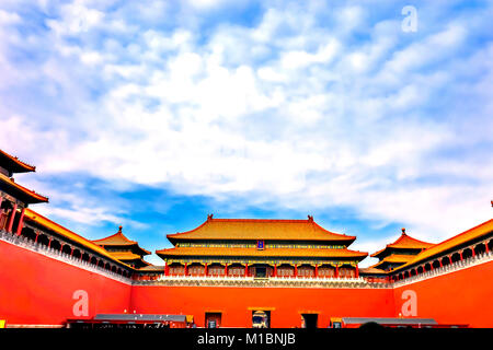Wall tile detail details Forbidden City Beijing colorful colourful bas ...