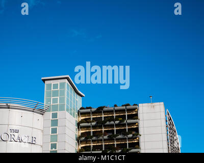 The Oracle Shopping Centre, Reading, Berkshire UK, people inside the ...
