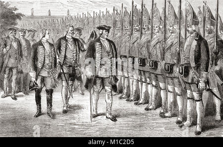 Guards of the "Potsdamer Riesengarde" in historical Prussian uniforms ...