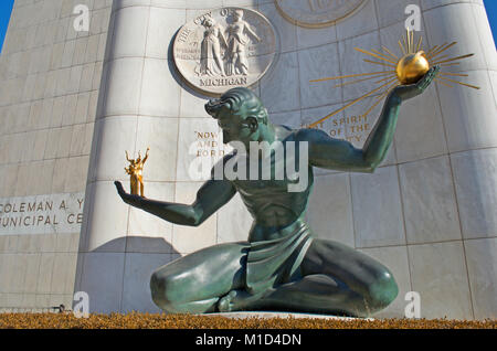 Spirit of Detroit Statue near the Coleman A. Young Building in Downtown ...