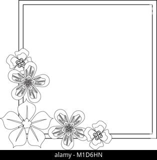 Square background with hand drawn uncolored cooking ingredients and ...