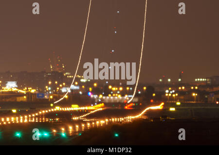 Long exposure of plane taking off from Canberra Airport Stock Photo - Alamy
