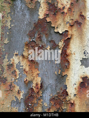 Paint cracks on a metal surface. Common defect in painting such as ...