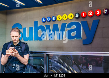 Portrait of a New York City MTA bus driver in front of his bus Stock ...