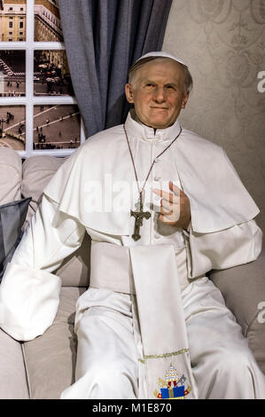 The Pope John Paul II as a waxwork replica at Madame Tussauds London ...