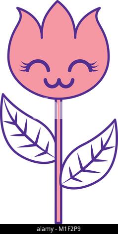 kawaii flower decoration character cartoon vector illustration Stock ...