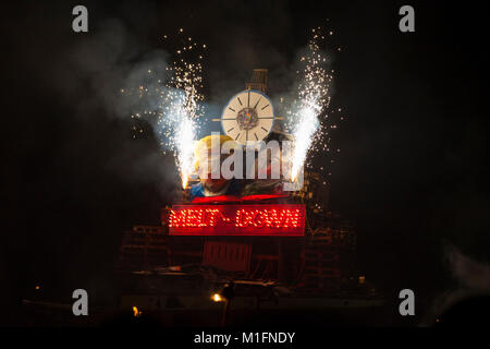 Burning an effigy of donald trump and Kim Jong-un. Bonfire night rye ...