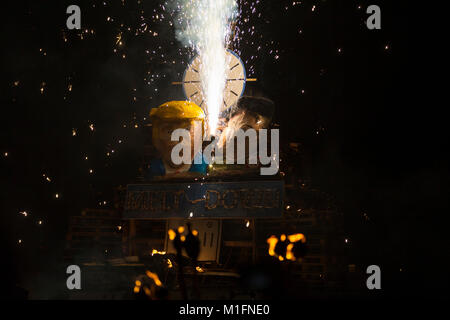Burning an effigy of donald trump and Kim Jong un. Bonfire night rye ...