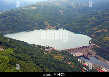 hydroelectric power plant Perucac on Drina river landscape summer ...