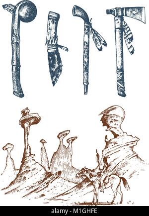 National American and Indian traditions. Mace and ceremonial pipe ...