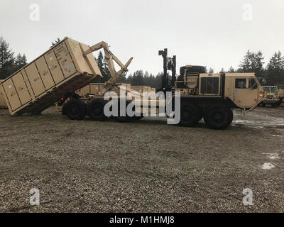 An M1075 palletized load system truck assigned to 15th Transportation ...
