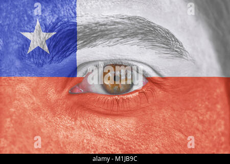 Human face painted with flag of Chile Stock Photo - Alamy