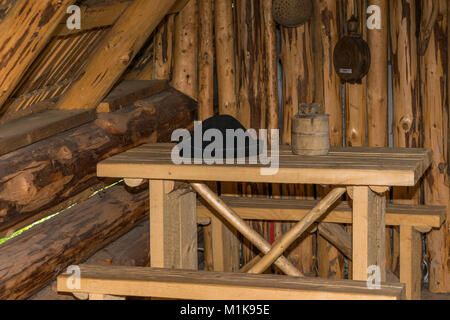 Wooden medieval house of hunter Stock Photo - Alamy