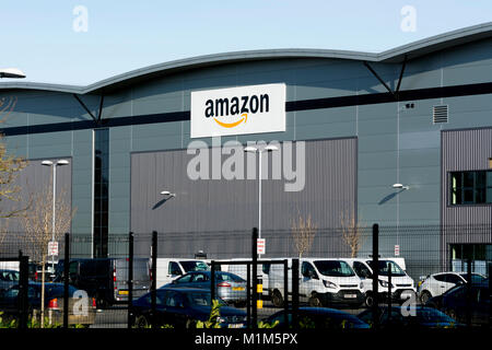 Sign at Amazon warehouses, Banbury, Oxfordshire, England, UK Stock ...