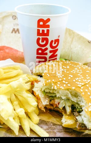 Burger King Beef Whopper with french fries on wrapper Stock Photo - Alamy