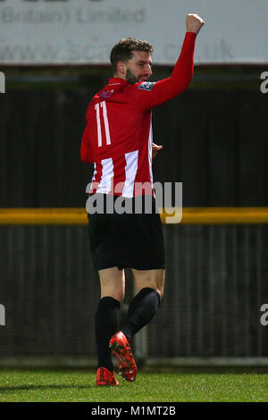 Bradley Warner of Hornchurch scores the second goal for his team and ...