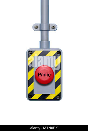 Panic alarm, police, emergency button in the public park. Blue box with ...