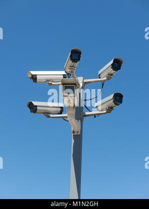 Image with various video surveillance cameras. Six cctv security ...