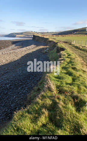 The Wales and Ceredigion Coast Path. Picturesque view of a walker on ...