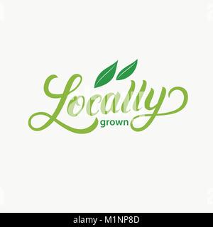 Locally Grown hand written lettering logo, label, badge, emblem Stock ...