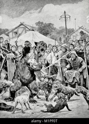 Illustration; Bear Baiting with dogs in the 16th century Stock Photo ...