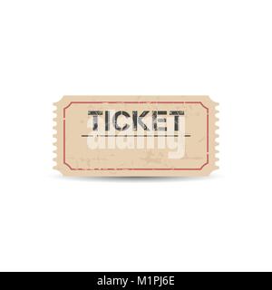 Old ticket with grunge effect. Flat vector illustration on white ...
