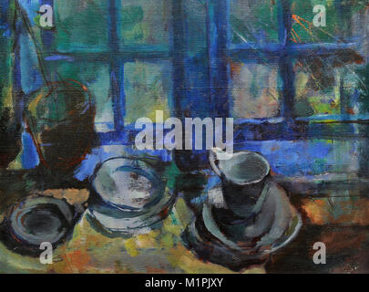 The blue Kitchen 1913 by Ludvig Karsten Stock Photo - Alamy