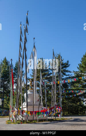 Bumthang, Bhutan. Prayer Flags and Chorten at Kikila Pass, near Jakar ...