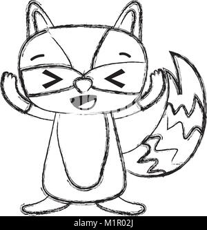 grunge nice raccoon animal in the float island Stock Vector Image & Art ...