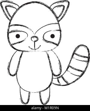 grunge nice raccoon animal in the float island Stock Vector Image & Art ...