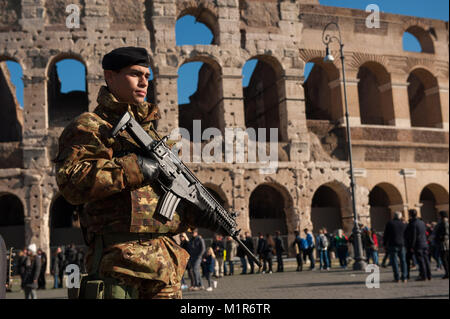 Rome. Italy. The army in service of anti-terrorism security patrol the ...
