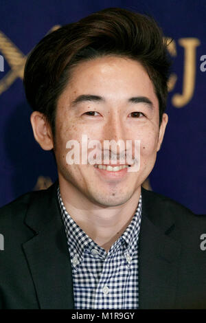 Hikaru Kusaka Co-founder of BLOCKHIVE speaks during a news conference ...