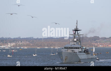Royal Navy River Class Patrol Vessel HMS Mersey off Seaford Beach Stock ...