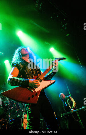 The Canadian speed metal band Exciter performs a live concert at the ...