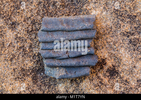 Potsherd in corrugated style left by the Ancestral Puebloan people ...