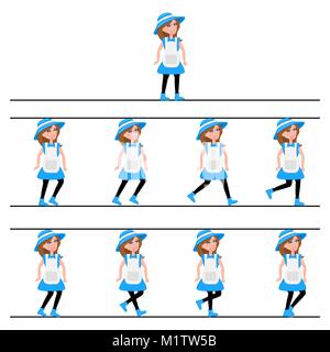 Female character walk cycle sequence side view Stock Vector Image & Art ...
